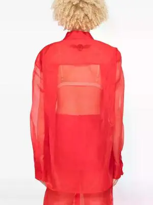 THE FRANKIE SHOP Peri Sheer Shirt - Red