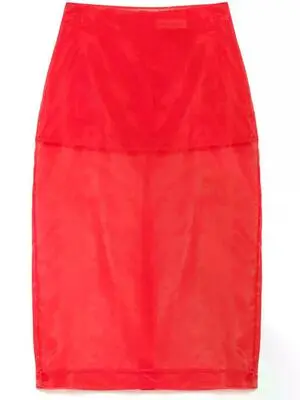 THE FRANKIE SHOP Peri Sheer Midi Skirt - Red