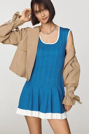 Maeve Ribbed Sweater Fit & Flare Mini Dress - Blue