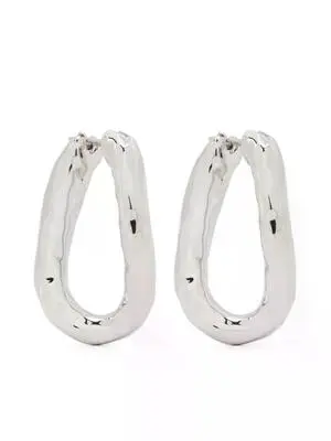 JIL SANDER Hammered-finish Hoop Earrings - Silver