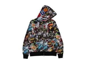 A BATHING APE Flyer Pattern Shark Full-zip Hoodie