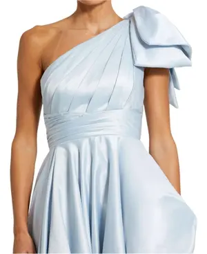 Mac Duggal Satin One-shoulder Gown - Ice Blue