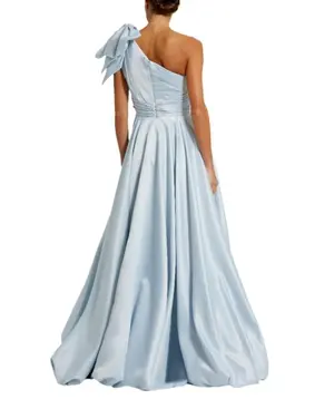 Mac Duggal Satin One-shoulder Gown - Ice Blue