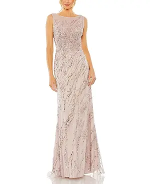Mac Duggal Sleeveless High Neck Beaded Gown