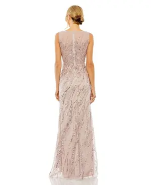 Mac Duggal Sleeveless High Neck Beaded Gown