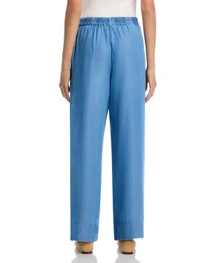 Aqua Chambray Wide Leg Pants