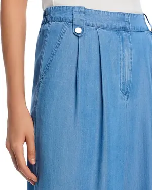Aqua Chambray Wide Leg Pants