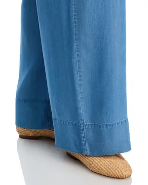 Aqua Chambray Wide Leg Pants