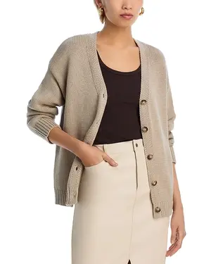 Aqua V-neck Buttoned Cardigan - Cuban Sand