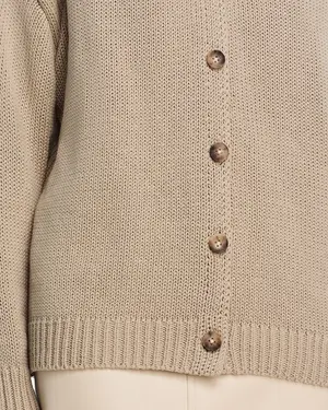 Aqua V-neck Buttoned Cardigan - Cuban Sand