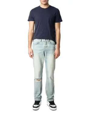 Zadig&Voltaire John Distressed Straight Fit Jeans - Light Blue
