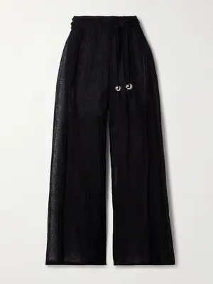 Lisa Marie Fernandez Embellished Wide-leg Pants - Black