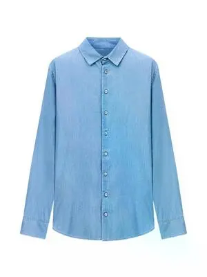 Giorgio Armani Regular-fit Shirt In Cotton Denim - Blue