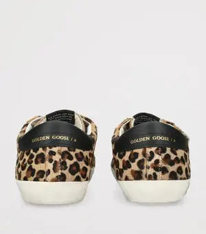 GOLDEN GOOSE Leopard Print Pony Skin Super-star Sneakers