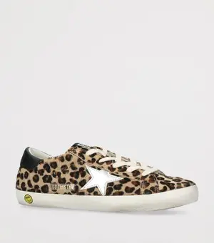 GOLDEN GOOSE Leopard Print Pony Skin Super-star Sneakers