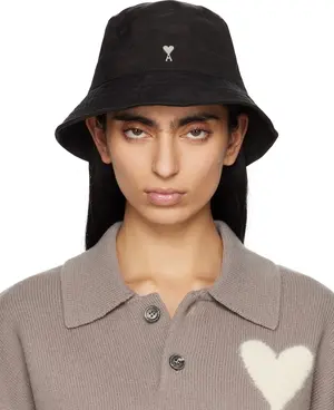 AMI Paris AMI Paris Twill Ami De Coeur Stud Bucket Hat - Black/001