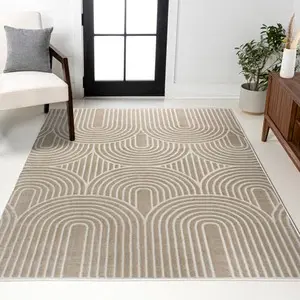 JONATHAN Y Ariana Midcentury Art Deco Striped Arches Two-tone High-low Area Rug