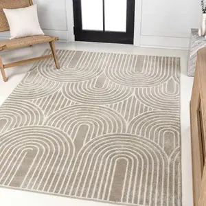 JONATHAN Y Ariana Midcentury Art Deco Striped Arches Two-tone High-low Area Rug