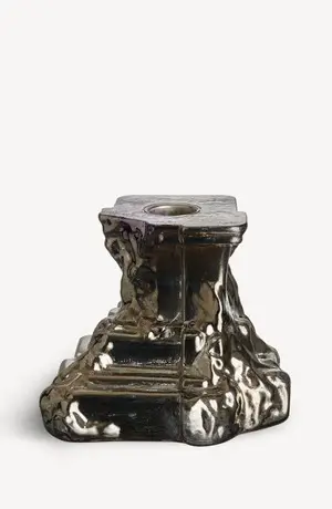 KOSTA BODA Rocky Small Baroque Candlestick - Gray