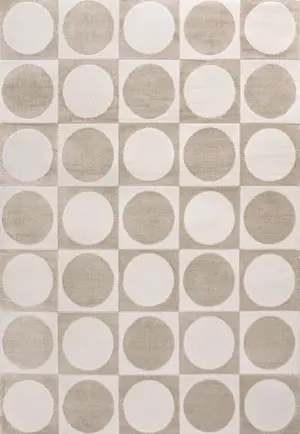 JONATHAN Y Helena Modern Geometric Circles In Squares High-low Area Rug - Beige/cream