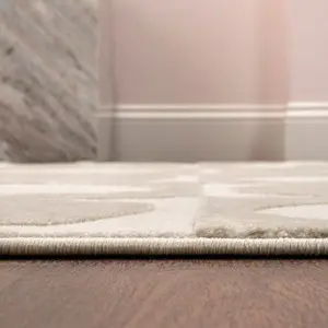 JONATHAN Y Helena Modern Geometric Circles In Squares High-low Area Rug - Beige/cream