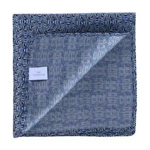 Trafalgar Benito's Blue Basketweave Patterned Silk Pocket Square