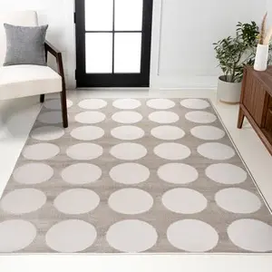 JONATHAN Y Adrian Modern Geometric Circle Dot High-low Area Rug - Beige/cream