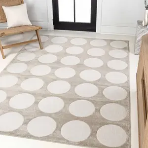 JONATHAN Y Adrian Modern Geometric Circle Dot High-low Area Rug - Beige/cream