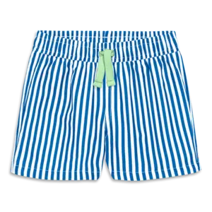 PRIMARY Stripe Swim Trunks - Blueberry White Stripe