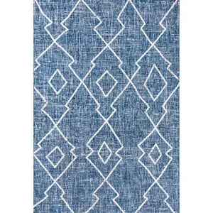 JONATHAN Y Carwa Diamond Trellis Indoor/outdoor Area Rug - Blue/ivory