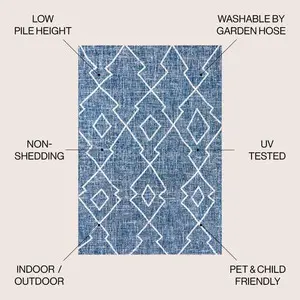 JONATHAN Y Carwa Diamond Trellis Indoor/outdoor Area Rug - Blue/ivory