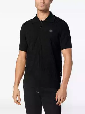 Philipp Plein Monogram-jacquard Polo Shirt - Black