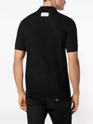 Philipp Plein Monogram-jacquard Polo Shirt - Black