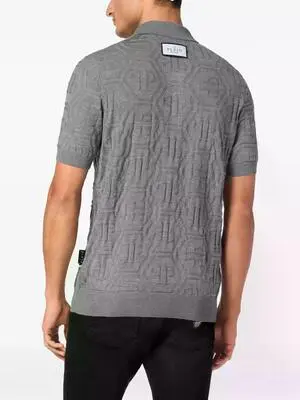 Philipp Plein Monogram-jacquard Polo Shirt - Grey