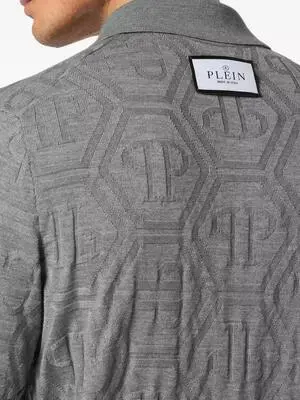 Philipp Plein Monogram-jacquard Polo Shirt - Grey