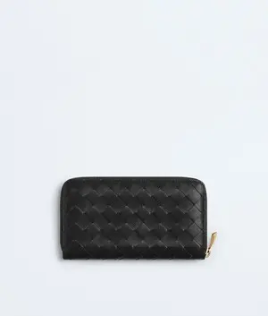 Bottega Veneta Intrecciato Zip Around Wallet - Black