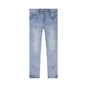PURPLE BRAND Embroidery Punch P Plaid Jeans