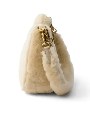 Prada Re-edition Mini Shearling Bag - Neutral