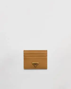 Prada Saffiano Leather Card Holder - Caramel