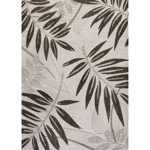 JONATHAN Y Havana Tropical Palm Leaf Indoor/outdoor Area Rug - Gray/black