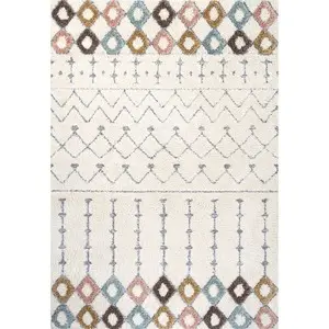 JONATHAN Y Pia Moroccan Trellis Plush Carved Area Rug - Multi/cream