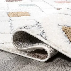 JONATHAN Y Astrid Retro Trellis High-low Area Rug - Multi/cream