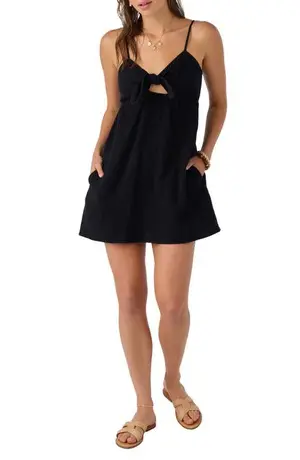 O'Neill Natalya Tie Front Cotton Dress - Black