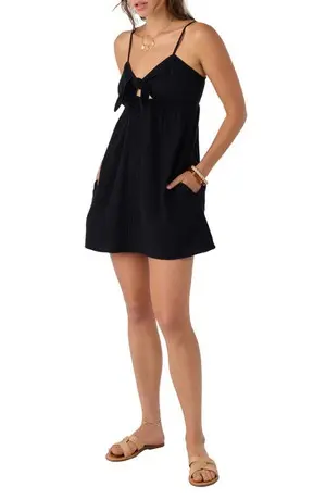 O'Neill Natalya Tie Front Cotton Dress - Black