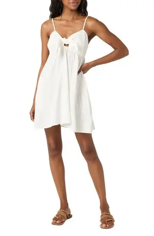 O'Neill Natalya Tie Front Cotton Dress White