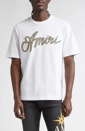 Amiri Script Logo Graphic T-shirt