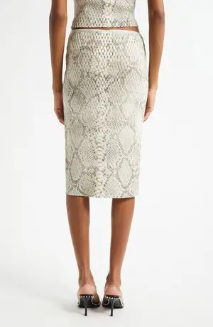 Alexander Wang Snake Embossed Mesh Leather Midi Skirt