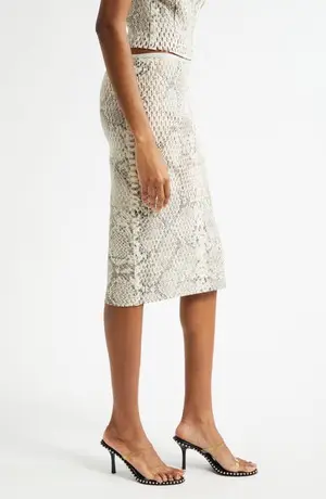 Alexander Wang Snake Embossed Mesh Leather Midi Skirt