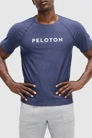 PELOTON Classic Fit Short Sleeve Top Navy Blue