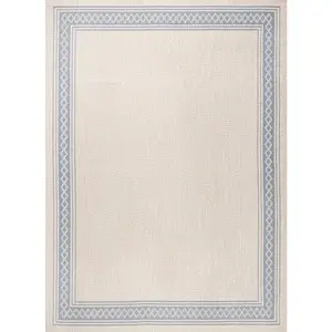 JONATHAN Y Lucia Classic Diamond Border Indoor/outdoor Area Rug - Cream/blue